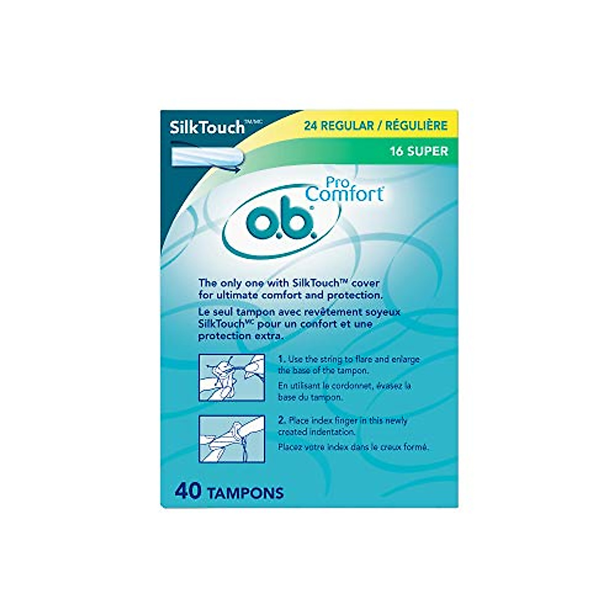 o.b. Pro Comfort Applicator Free Digital Tampons, Regular and Super Multi-Pack - 40 Count