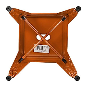 Flash Furniture Metal Dining Table Height Stool - Backless Orange Kai Commercial Grade Stool - 18 Inch Stackable Dining Chair - Set of 4