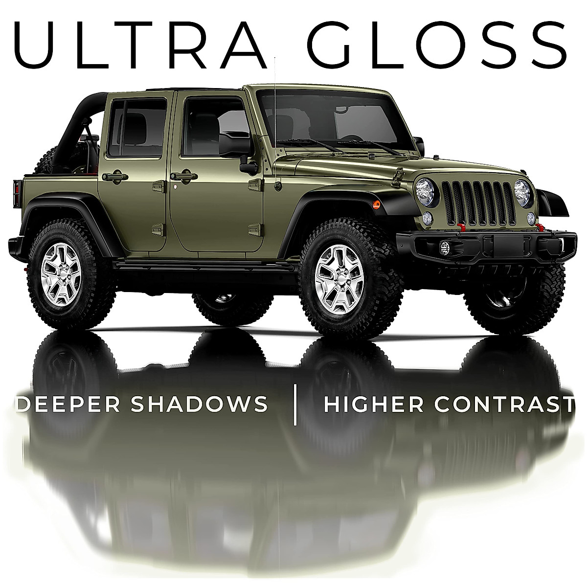 VViViD+ Ultra Gloss Khaki Green 1ft x 5ft Vinyl Car Wrap Premium Paint Replacement Film Roll w Nano Air Release Technology, Stretchable Cap Liner