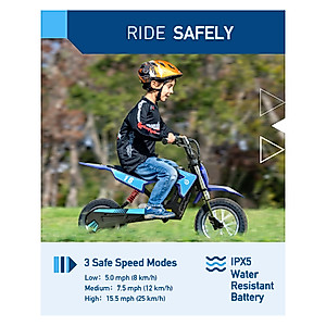 Hiboy DK1 36V Electric Dirt Bike,300W Electric Motorcycle - Up to 15.5MPH & 13.7 Miles Long-Range,3-Speed Modes Motorcycle for Kids Ages 3-10