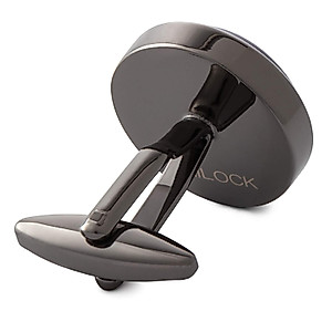 VIILOCK Round Cat Eye Cufflinks for Men Dark Blue Opal Cuff Links in Gun Black Business Shirt