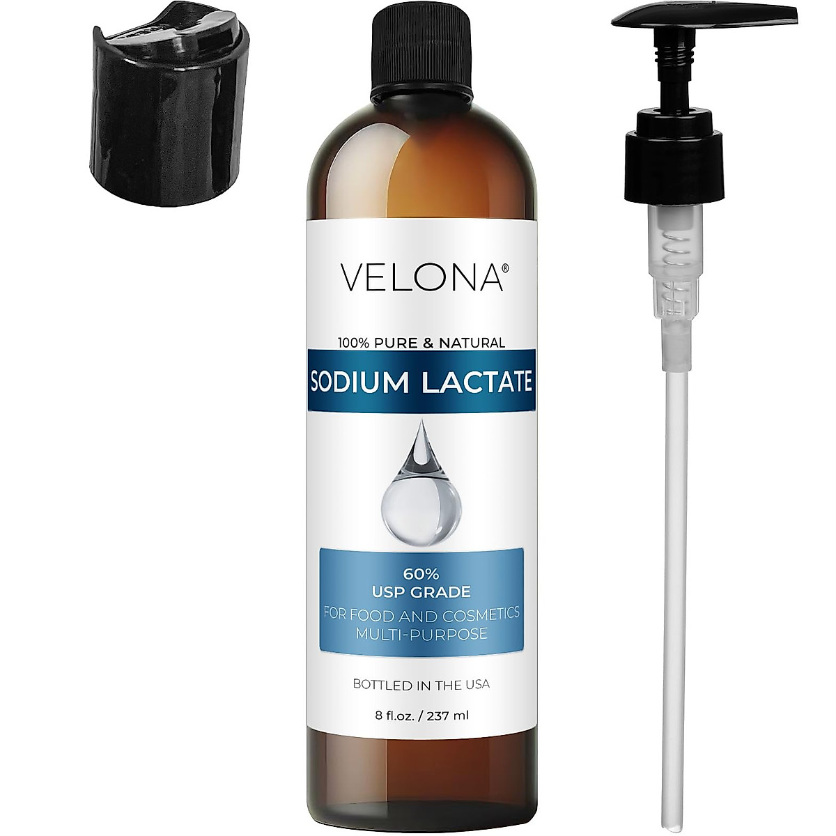 velona Sodium Lactate 60% - 8 Fl Oz | USP Grade Natural Preservative | For Soap Making & Lotions | Harder Bar of Soap, pH Regulator, Glycerin substitute, Provides and Keep Moisture