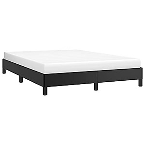 vidaXL Bed Frame Home Indoor Bed Accessory Bedroom Upholstered Wooden Double Bed Base Frame Furniture Black 53.9"x74.8" Full Faux Leather