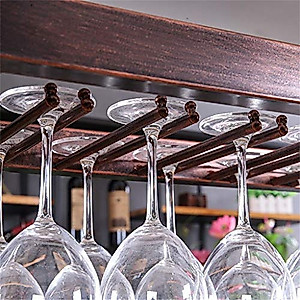 Stylish Simplicity Stemware Racks, Ceiling Mounted Hanging Wine Bottle Holder Metal Goblet Wine Glass Rack Iron Storage Unit Floating Shelves Goblet Organiser for Bars/Living Room, PIBM, Bronze, L