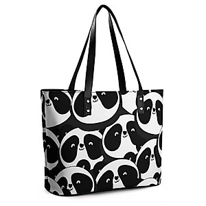 Womens Handbag Panda Patterns Leather Tote Bag Top Handle Satchel Bags For Lady