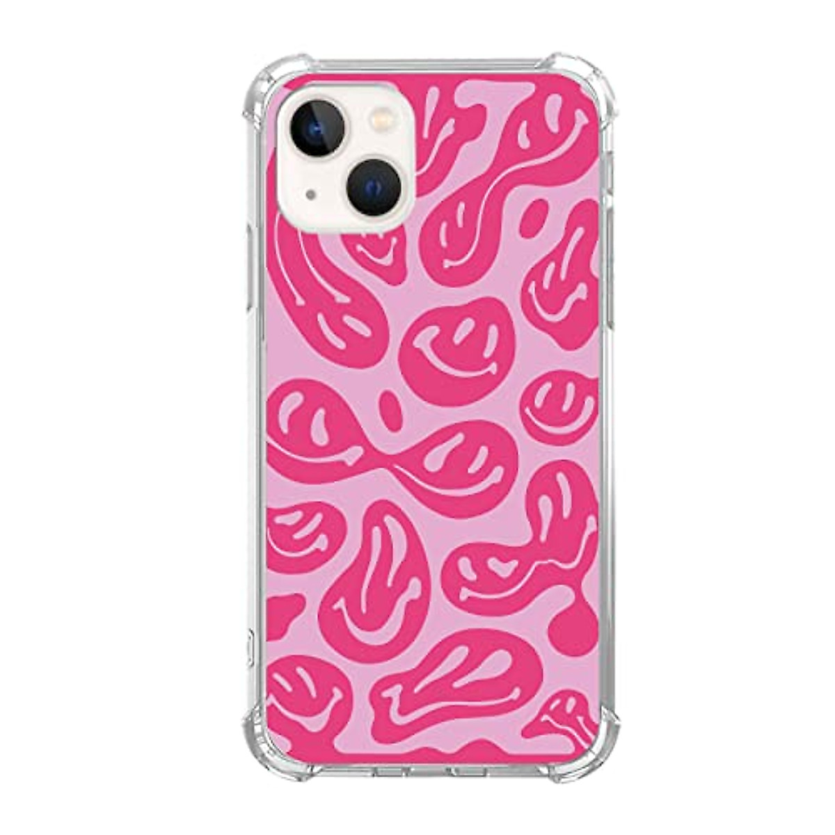Dohakemuny Pink Melting Smile Face Case Compatible with iPhone 13, Aesthetic Trippy Smiling Face Case for iPhone 13 for Teens Men and Women, Cool Trendy TPU Bumper Case Cover