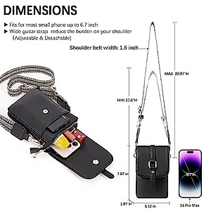 CLUCI Small Crossbody Bags for Women Leather Cell Phone Shoulder Purses Black