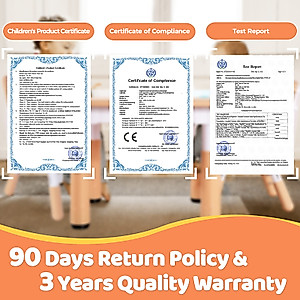 FUNLIO Kids Table and 4 Chairs Set, Height Adjustable Toddler Table and Chair Set for Ages 3-8, Easy to Wipe Arts & Crafts Table, for Classrooms/Daycares/Homes, CPC & CE Approved（5-Piece Set）