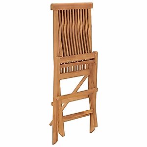 vidaXL Folding Patio Chairs Set of 2, Outdoor Wooden Seats for Garden Dining Capming Beach Deck, Stable Structure Easy to Store, Solid Teak Wood