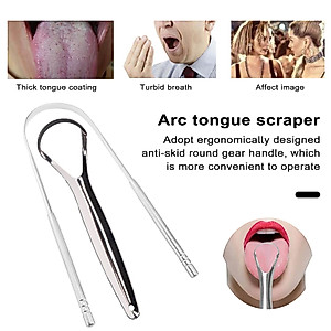 Smalibal Stainless Steel Tongue Scraper, Tongue Cleaner for Adults, Semicircle Tongue Scraper, Tongue Cleaner Cure Bad Breath, Reduce Bad Breath, Tongue Scrubber for Oral Care & Hygiene Silver