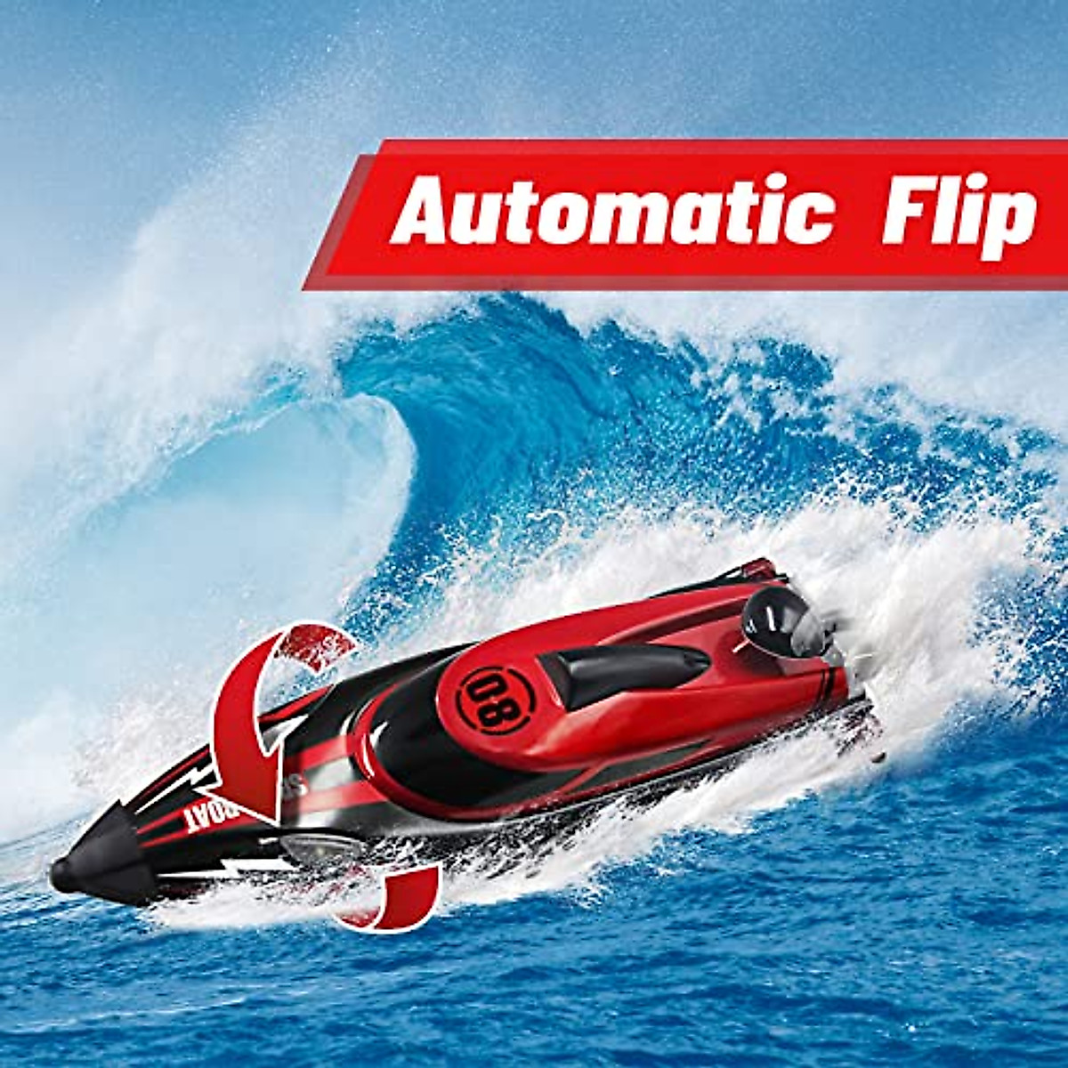 RC Speed Boat for Kids - 20+ MPH Fast Remote Control Boat for Pools Lakes with Portable Storage Pack, 4 Channel 2.4 GHZ and Rechargeable Battery, Summer Outdoor Water Toy Birthday Toys for Boys Teens