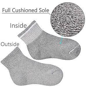 LO SHOKIM Athletic Socks Women Ankle Cushioned Running Socks Thick Cotton Sports Socks Moisture Wicking 6 Pairs (2Black+2White+2Grey,5-8)
