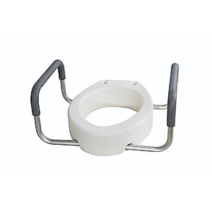 Essential Medical Supply Raised Elevated Toilet Seat Riser for an Elongated Toilet with Padded Aluminum Arms for Support and Compatible with Toilet Seat, Elongated, 19 x 14 x 3.5