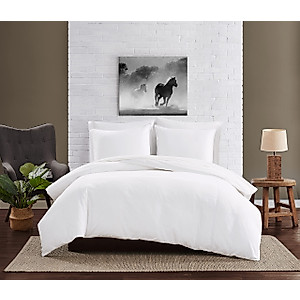 FRYE – Cotton Denim Full/Queen 3 Piece Duvet and Sham Set – Fashionable Bedding Set – White