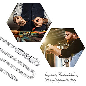 MILACOLATO 925 Sterling Silver 2MM Sparkle Mirror Link Chain for Women 18K Gold Plated Durable Italian Silver Choker Necklace Chain Jewelry - Lobster Claw Clasp 16/18/20/22/24/26 Inches