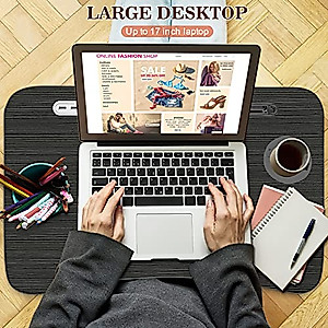 Zapuno Laptop Lap Desk, Foldable Laptop Table Tray with 4 USB Ports Storage Drawer and Cup Holder, Laptop Bed Desk Laptop Stand for Bed Lap Tray Portable Standing Table for Bed Couch Floor