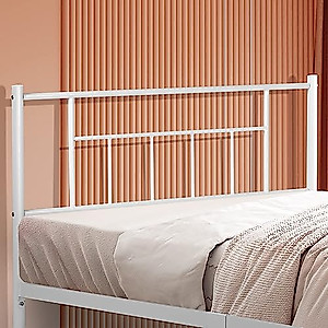 4 EVER WINNER Twin Metal Bed Frame with Headboard, Twin Metal Platform Bed Frame for Kids, No Box Spring Needed, Mattress Foundation for Storage, Easy Assembly, Noise-Free, White