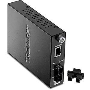 TRENDnet Intelligent 1000Base-T to 1000Base-SX Multi-Mode SC Fiber Media Converter, Up to 550M (1800 ft), Fiber to Ethernet Converter, 2Gbps Switching Capacity, Lifetime Protection, Black, TFC-1000MSC