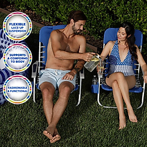 Rio Brands 4-Position Backpack Lace-Up Suspension Folding Beach Chair, Light Blue