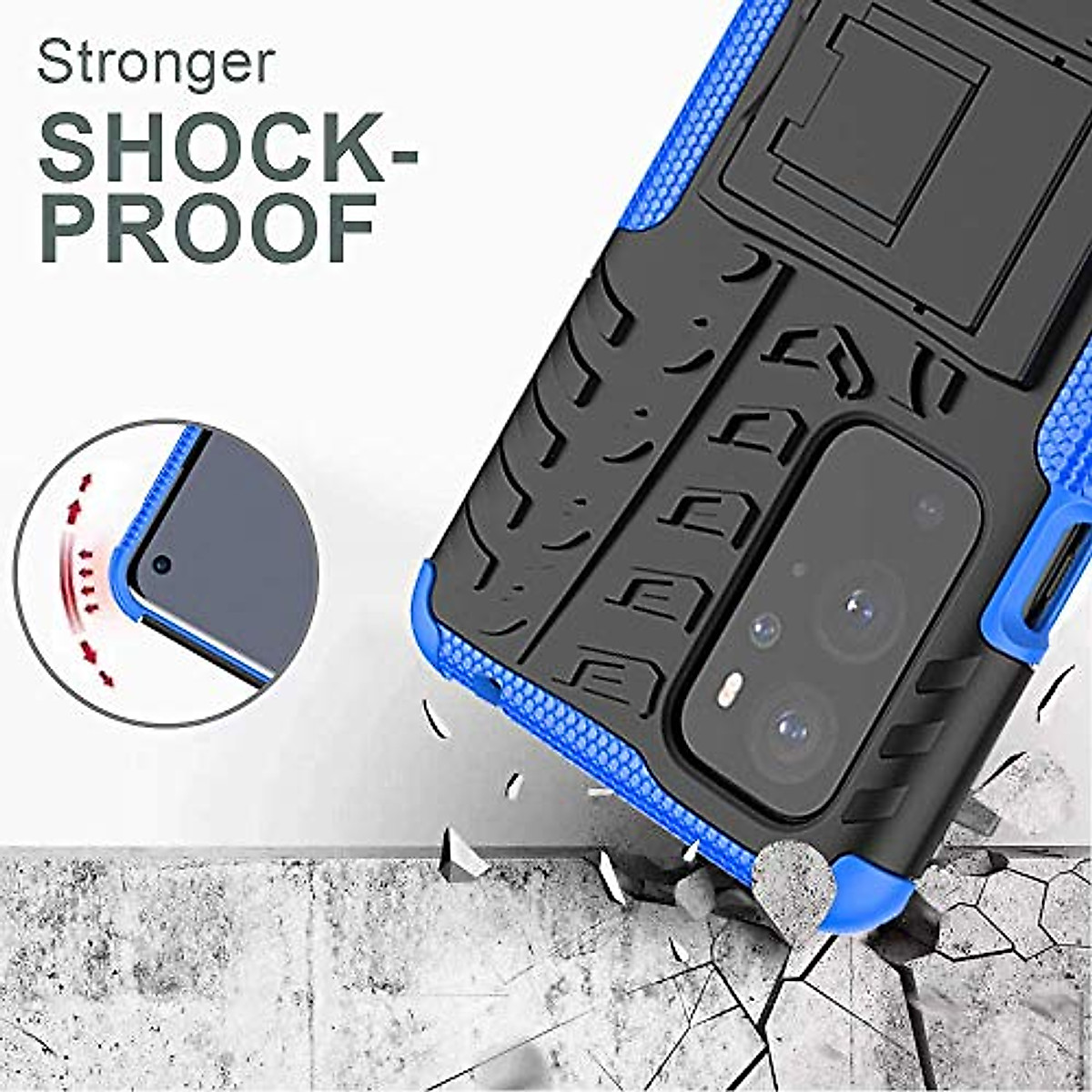 Yiakeng OnePlus 9 Pro Case, 1+9 Pro Cases, Shockproof Silicone Protective with Kickstand Hard Phone Cover for OnePlus 9 Pro (Blue)