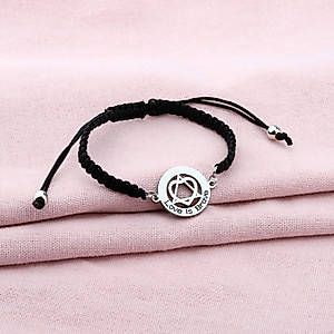 BEKECH Adoption Bracelet Love is Brave Intertwined Heart and Triangle Adoption Symbol Charm Braided Bracelet for Stepmom