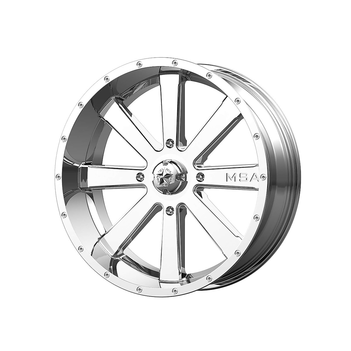 MSA OFFROAD WHEELS M34 Flash 22" Inch 4x137 Wheel Rim 22x7 +0mm Chrome