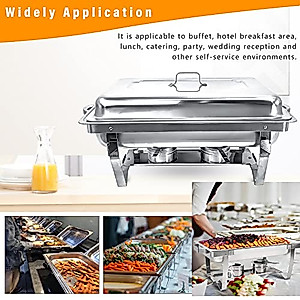 PRIJESSE 4 Pack 8QT Chafing Dish Buffet Set Stainless Steel Food Warmer Chafer Complete Set with Water Pan, Chafing Fuel Holder for Party Catering,Silver