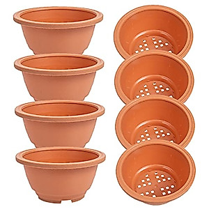 Asakkura 24 pcs Container Home Flower Training Planters Succulent Growing Gardening Bonsai Plants Garden for Nursery Round Planting Drainage Office Hole Cm Pot Cactus Plant Deep Plastic