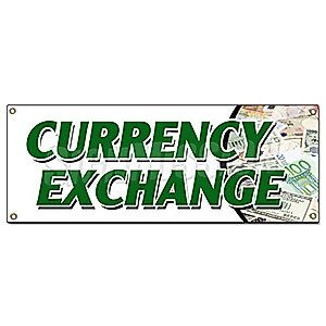 Currency Exchange Banner Sign Best Conversion Rate Fast Low Cost Dollar