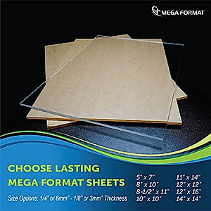 Mega Format Clear Acrylic Sheet - Plexiglass Sheets 1/8 Inch Thick, 8 × 10 Acrylic Sheets with Protective Paper, Plexiglass Window, Cut to Size Plexiglass Table Top, Acrylic Glass Sheet - 3 Pack