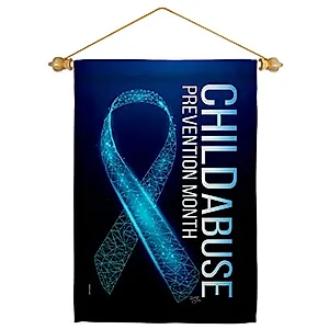 Breeze Decor Prevention Child Abuse Garden Flag Set Wood Dowel Support Awareness Inspirational Survivor Ribbon Cancer Autism Breast BLM House Banner Small Yard Gift Double-Sided, Made in USA