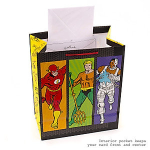 Hallmark 13" Large Justice League Gift Bag with Tissue Paper (Wonder Woman, Superman, Batman, Flash, Aquaman, Cyborg)
