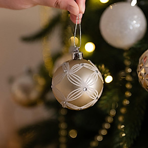 Valery Madelyn Christmas Tree Decorations Set, 24ct White and Gold Shatterproof Christmas Ball Ornaments Bulk, 2.36 Inches Elegant Hanging Ornaments for Christmas Trees Xmas Holiday Decor