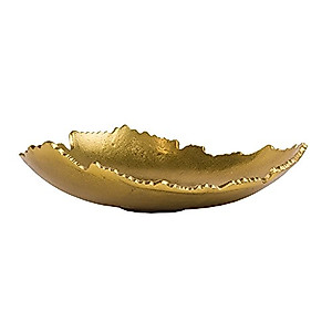 Red Co. 12” Decorative Antique Golden Allure Torn Metal Centerpiece Bowl with Sculpted Edges