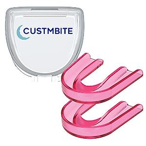 CustMbite Night Guard for Kids, Custom Fit Kids Mouth Guard for Teeth Grinding, Clenching, and Bruxism - Pink, 2 Pack