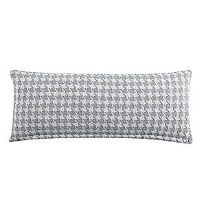 Kenneth Cole New York - Pillow Cover, Sustainable Fabric Construction with Hidden Zipper, Modern Home Decor for Couch or Bed (Houndstooth Grey, 14" x 36")