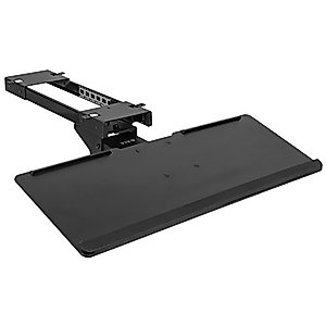 VIVO Adjustable Computer Keyboard and Mouse Platform Tray Deluxe Smooth Rolling Track Under Table Desk Mount, Black, MOUNT-KB04C