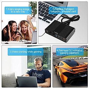VAlinks USB 2.0 External Sound Card 6 Channel 5.1 Surround Optical S/PDIF Audio Sound Card Adapter for PC Laptop Recording Compatible with Windows 10/8 / 7/ XP