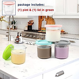 MIMLEN Containers, Replacement for Ninja Creami Pints And Lids Gray, Compatible with NC299AMZ NC301 NC300 Series