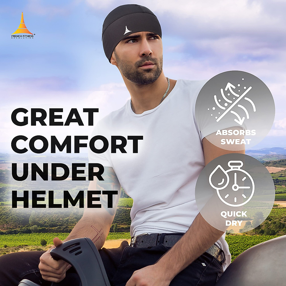Helmet Liner Sweat Wicking Skull Cap Beanie. Ultimate Performance Moisture Wicking. Fits Under Helmets
