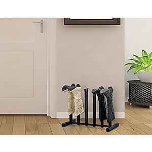 MyGift Black Durable Plastic Boot Rack Organizer Tall Boots Shape Maintainer Stand, Freestanding Boots and Shoe Rack, Holds up to 3 Pairs