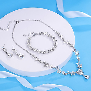 PRETOLE Bridal Jewelry Set Wedding Necklaces for Brides Prom Costume Jewelry Set for Women
