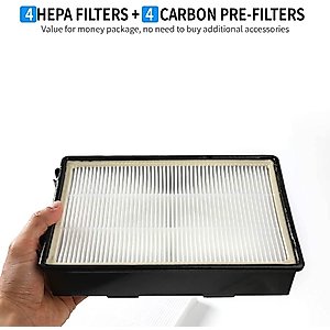 Gazeer True HEPA Filter B (4 Pack) + Carbon Pre Filter(4 Pack) Compatible with Holmes HAPF600 HAPF600D HAPF600D-U2,Replacement Holmes HEPA Air Filter