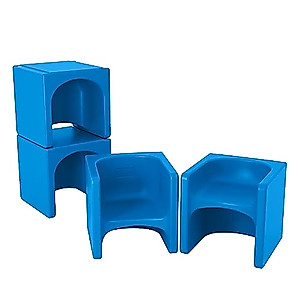 ECR4Kids Tri-Me 3-in-1 Cube Chair, Kids Furniture, Blue, 4-Piece