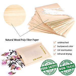 Angooni 300PCS Disposable Tea Filter Bags with Drawstring | 100% Natural & Safe Loose Leaf Tea Empty Tea Bags, 1-Cup Capacity