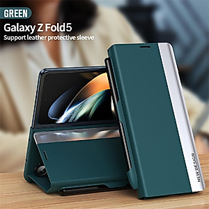 Ephoou Compatible with Samsung Galaxy Z Fold 5 Phone Case with S Pen Slot and S Pen Replacement, Full Body Protective Cover Flip PU Leather [Kickstand Feature] for Samsung Galaxy Z Fold5 QHCX-Green