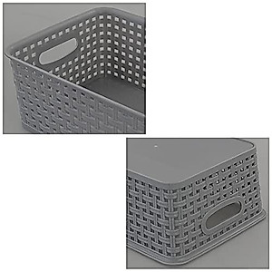 Wekioger Plastic Storage Baskets with Handles, Gray, Set of 6