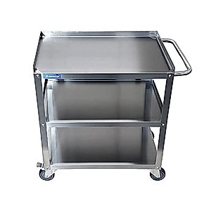 AmGood Stainless Steel Utility Cart | 21" Wide X 33" Long X 33" High | 3 Shelf Metal Utility Cart on Wheels with Handle | for Home & Business Use