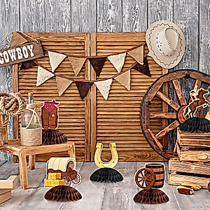 9 Pcs Western Cowboy Honeycomb Centerpieces Wild Western Party Decorations West Cowboy Party Favors for Kids Birthday Party Baby Shower