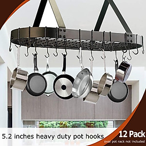 ESFUN 12 Pack 5 inches Heavy Duty S Hooks Black Pot Hooks Pan Rack Holder Hooks for Hanging Kitchen Utensils Pots Pans Clothes Bags Towels Plants with 90 Degree Twist Angled